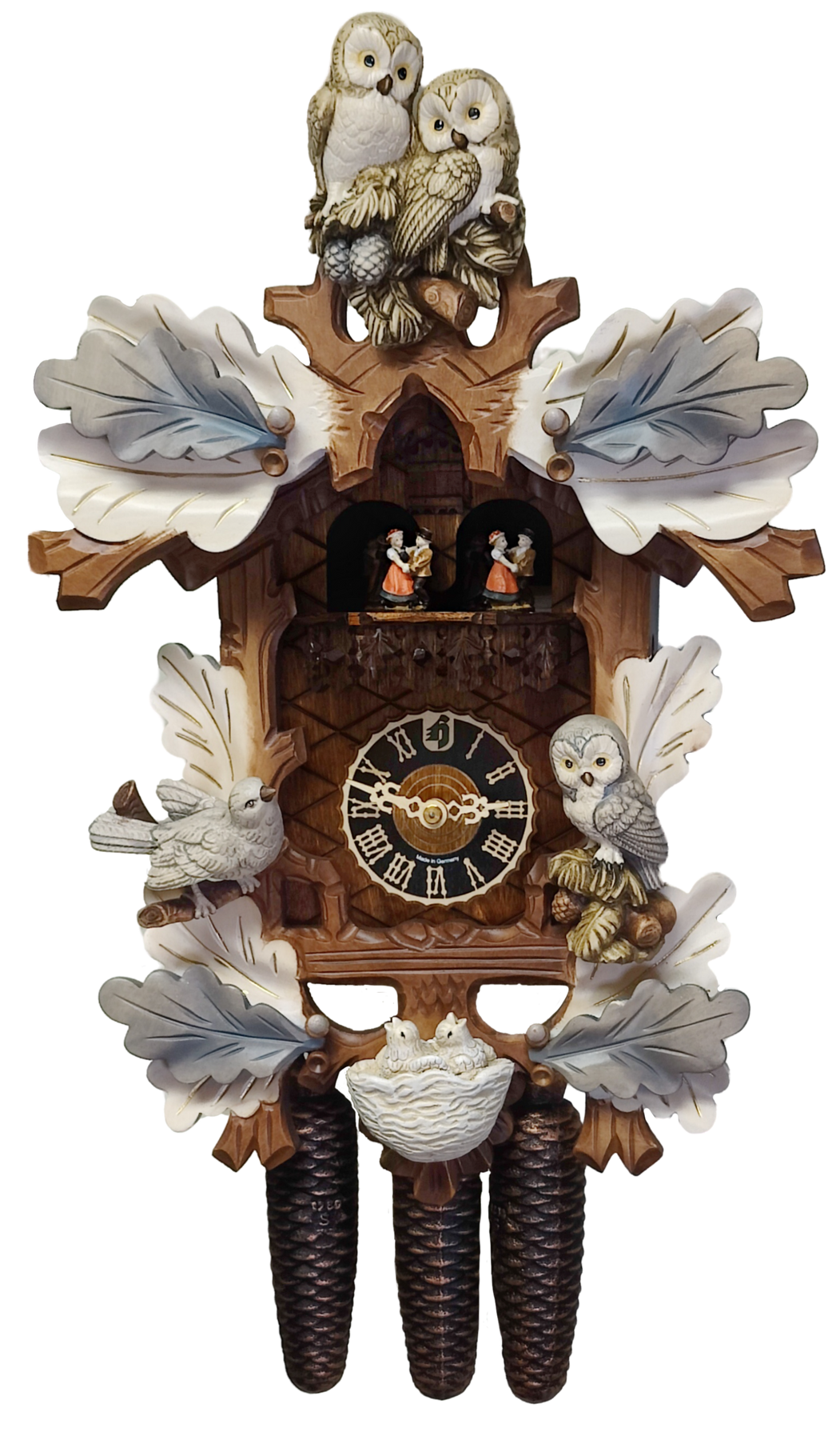 KU8794Maw - 8 Day Musical Cuckoo Clock with Painted Owls – Frankenmuth ...