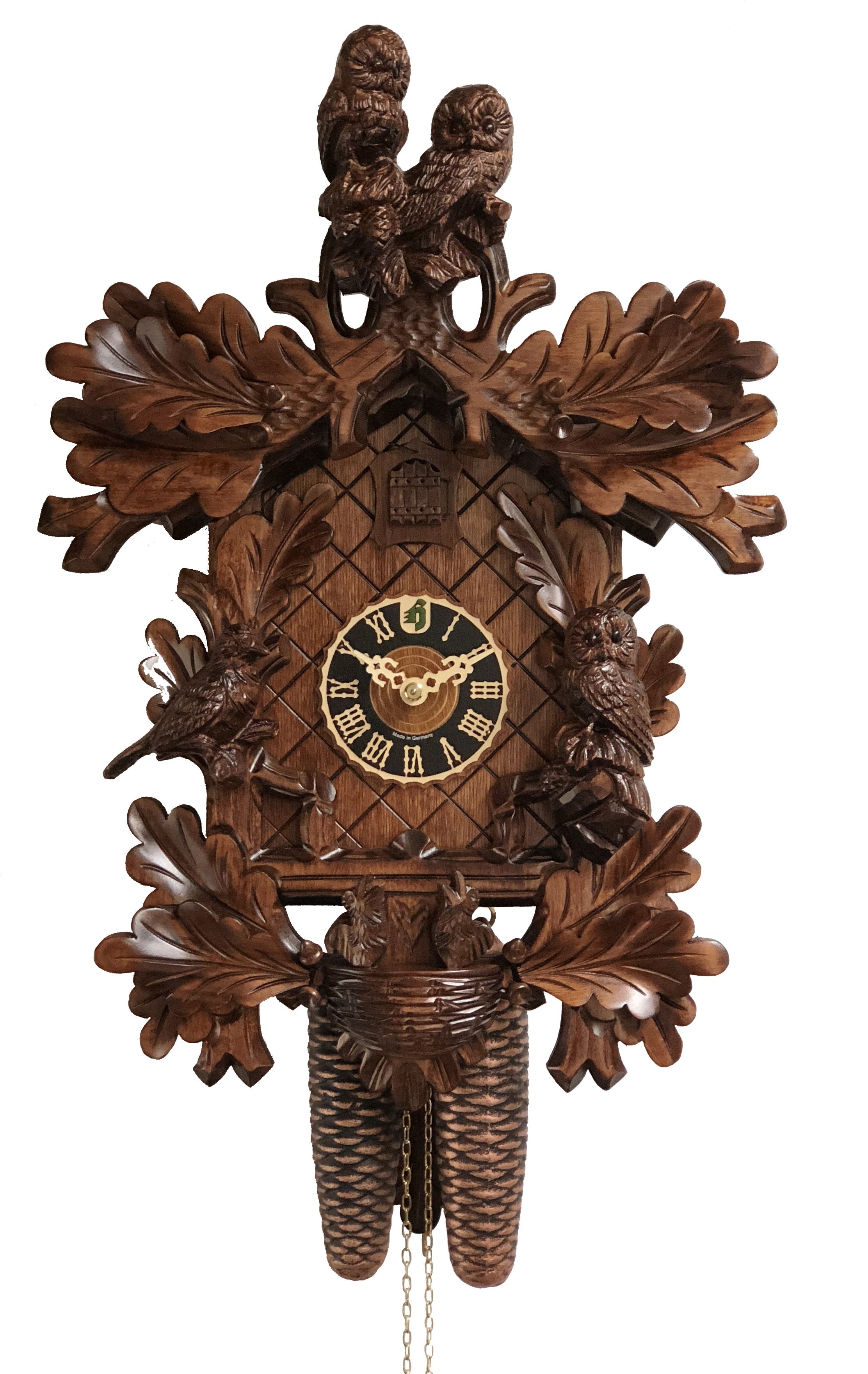 KU8794 - 8 Day Cuckoo with Owls & Oak Leaves – Frankenmuth Clock ...