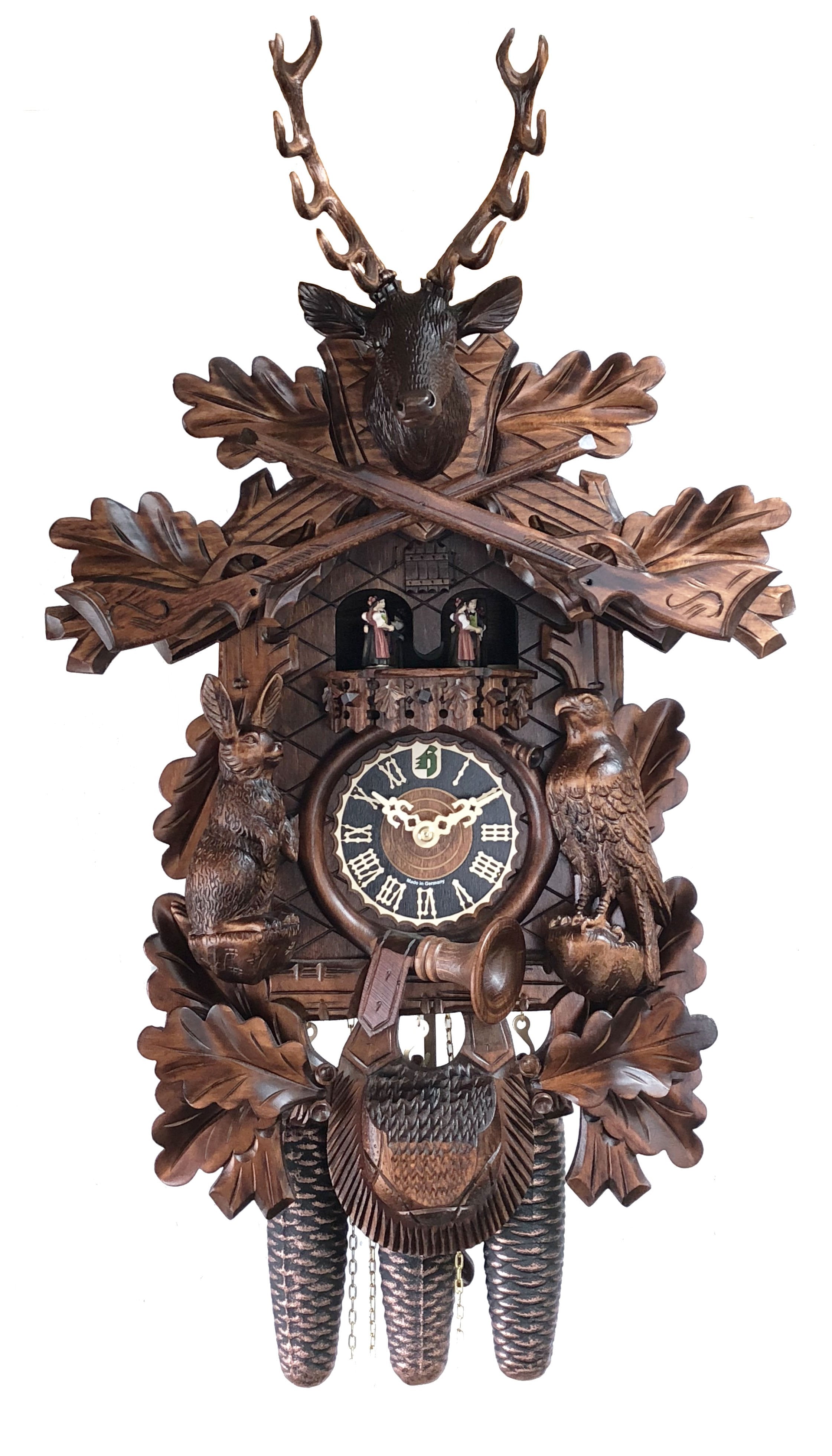 KU8344M - 8 Day Musical Live Animal Hunter Cuckoo Clock – Frankenmuth ...